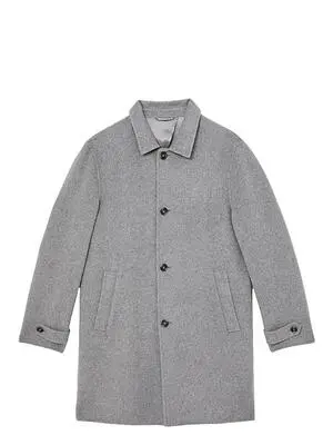 REISS Squire Single-Breasted Wool-Blend Overcoat Charcoal Grey