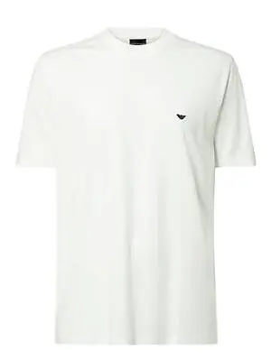 Emporio Armani Logo-embroidered Stretch-jersey T-shirt - Off White
