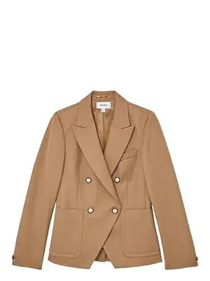 REISS Double-breasted Wool-blend Blazer - Camel