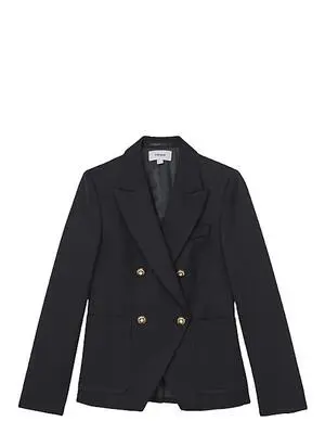 REISS Double-breasted Wool-blend Blazer - Navy