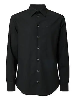 Emporio Armani Logo-embroidered Wool-blend Shirt - Black Beauty