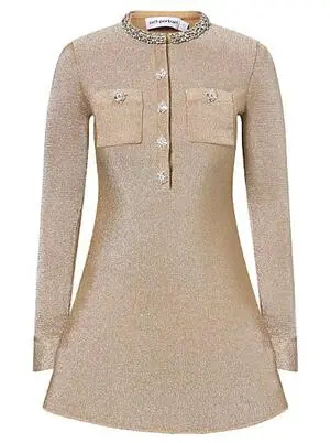 SELF-PORTRAIT Knitted Mini Dress - Gold