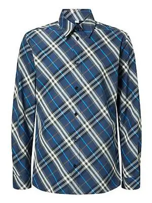 Burberry Robert Checked Cotton Shirt - Pilot Blue Ip Check