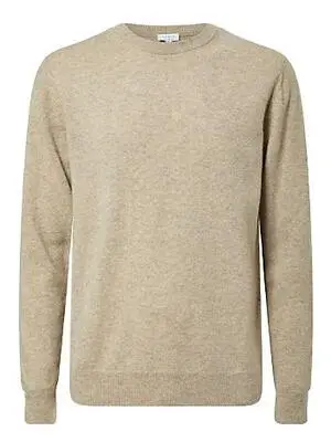 Sunspel Cashmere Crew Neck Jumper - Oatmeal Melange