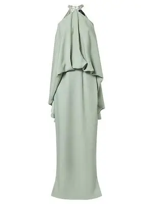 TALLER MARMO Woven Maxi Dress With Crystal Choker - Ice