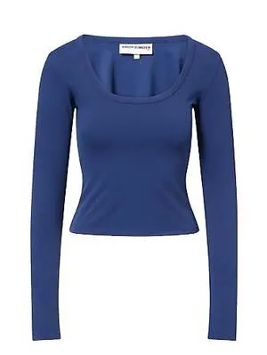 THE COUTURE CLUB Stretch-woven Sculpt Scoop-neck Top - Deepblue