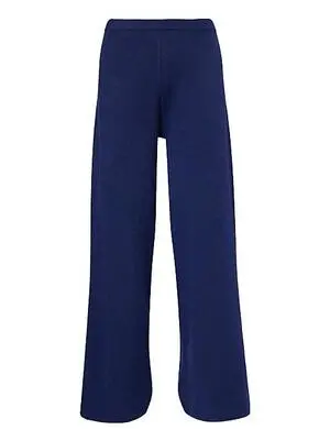 Lounge Logo-plaque Wide-leg Knit Trousers - Navy