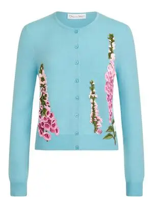 Oscar De La Renta Foxglove Threadwork Cardigan - Blue
