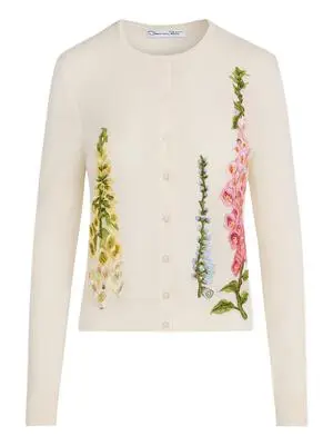 Oscar De La Renta Foxglove Threadwork Cardigan - White