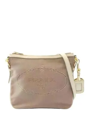 Prada Logo-detail Jacquard Shoulder Bag - Neutrals