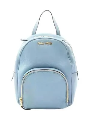 Miu Miu 2000s Madras Leather Backpack - Blue