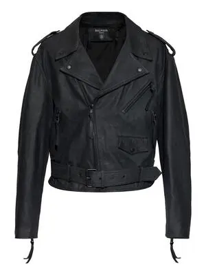 Balmain Leather Biker Jacket - Black
