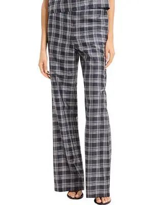 Theory Fluid Silk Plaid Pants - Navy Multi