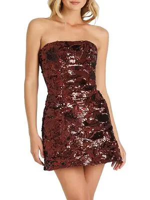 HELSI Linda Sequin Strapless Mini Dress - Copper