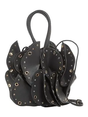Farm Rio Leather Flower Bucket Bag - Charcoal