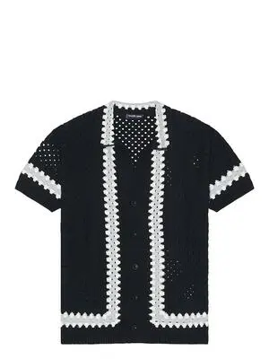 Frescobol Carioca Marques Crochet Cardigan Shirt - Navy