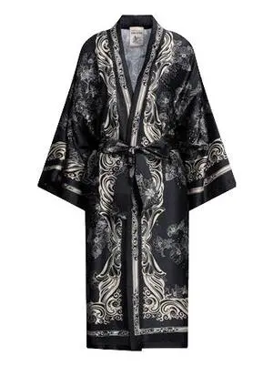 SEMICOUTURE Floral Print Twill Overcoat - Black