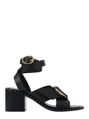 Maje Leather Sandals - Black