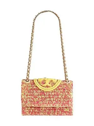 Tory Burch Raffia And Leather Shoulder Bag - Yellow