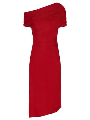 Diane Von Furstenberg Agustin One-shoulder Metallic Jersey Midi Dress - Red