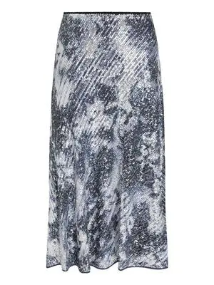 Diane Von Furstenberg Araminta Sequined Printed Midi Skirt - Silver