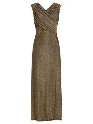 Diane Von Furstenberg Tomas Draped Metallic Jersey Maxi Dress - Brass