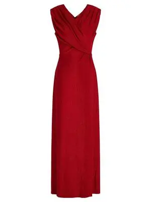 Diane Von Furstenberg Tomas Draped Metallic Jersey Maxi Dress - Red