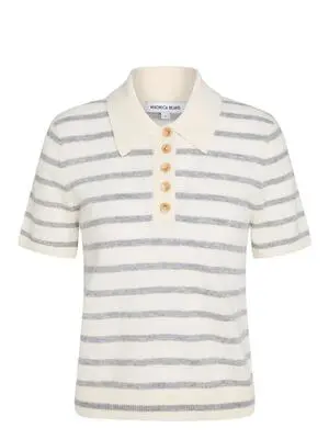 Veronica Beard Striped Cashmere Polo Sweater - Ivory