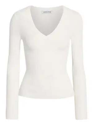 Veronica Beard Callie Ribbed-knit Sweater - Off-white