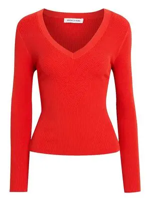 Veronica Beard Callie Ribbed-knit Sweater - Red