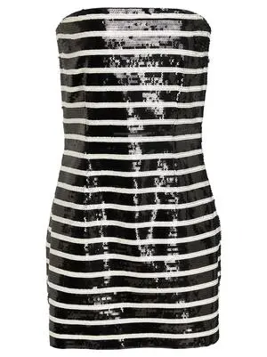 Veronica Beard Cala Strapless Striped Mini Dress - Black