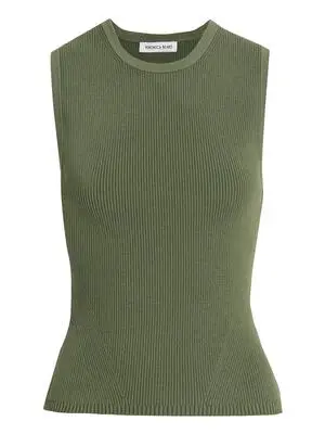 Veronica Beard Sid Ribbed-knit Top - Army Green