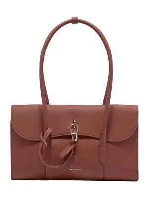 Giorgio Armani Pebbled Leather Shoulder Bag - Red