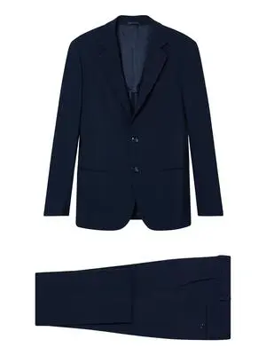 Giorgio Armani Asv Soho Line Single-breasted Suit In Silk And Wool Crêpe - Blue