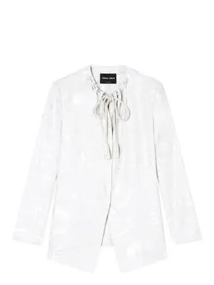 Giorgio Armani Moiré Linen-blend Jacket - White