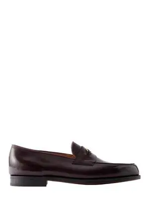 John Lobb Lopez Embellished Leather Penny Loafers Burgundy