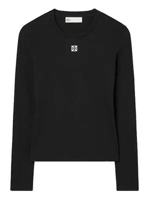 Tory Burch Cotton Logo Long-sleeve Shirt - Black