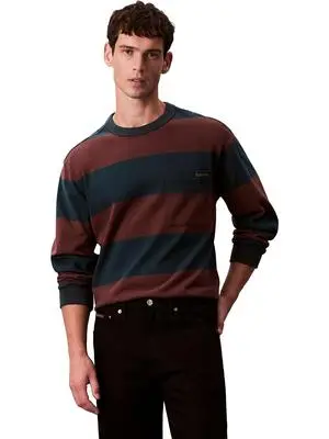 Calvin Klein Stripe Relaxed Long Sleeve T-shirt - Nurture Navy
