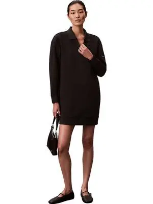 Calvin Klein Mini Polo Sweatshirt Dress - Black