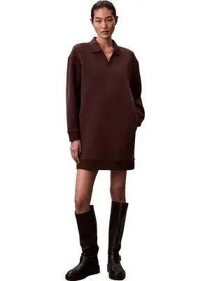 Calvin Klein Mini Polo Sweatshirt Dress - Rich Brown