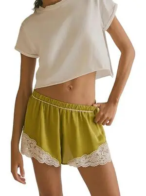 Free People Lace Tap Shorts - Avocado Combo