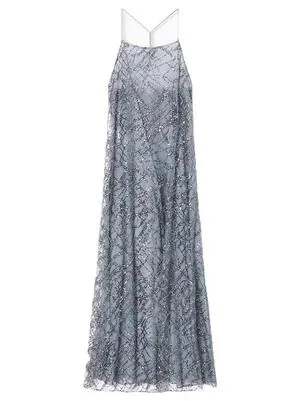 Emporio Armani Long Tulle Dress With Embroidery - Black / White / Pink / Gray