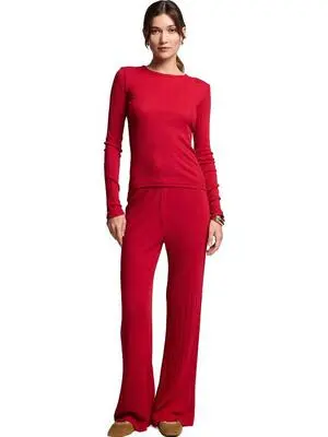 Velvet By Graham & Spencer Alemi Pointelle Pant - Red