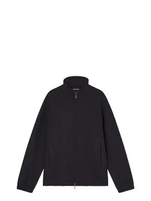 Emporio Armani Full-zip Lyocell-blend Interlock Jersey Sweatshirt - Navy