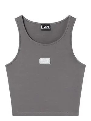 EA7 Logo Series Stretch Cotton Jersey Top - Black / White / Pink / Gray