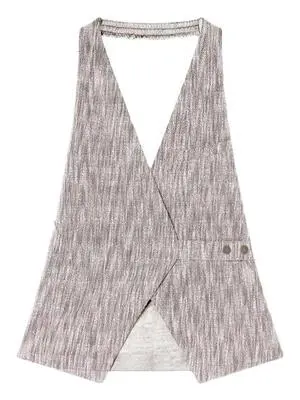 Giorgio Armani Chevron Jersey Crossover Waistcoat - Brown