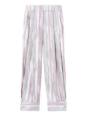 Giorgio Armani Jacquard Linen And Viscose Trousers - Black / White / Pink / Gray
