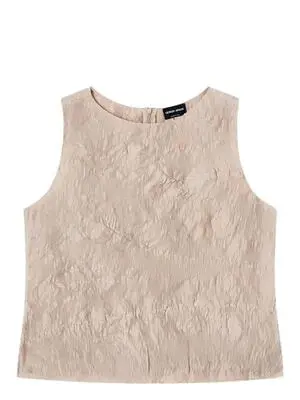 Giorgio Armani Micro Pleated Sleeveless Top - Brown / Neutral