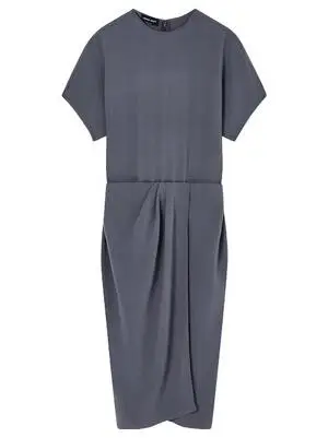 Giorgio Armani Midi Wrap Dress In Washed Silk Crêpe - Black / White / Pink / Gray
