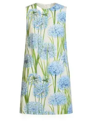 Oscar De La Renta Allium Cotton Poplin Sleeveless Shift Dress - Natural